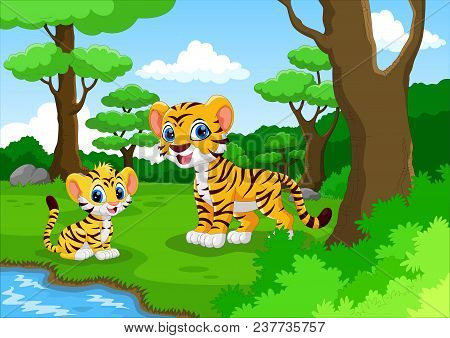 Tiger Cartoon Forest Vector & Photo (Free Trial) | Bigstock