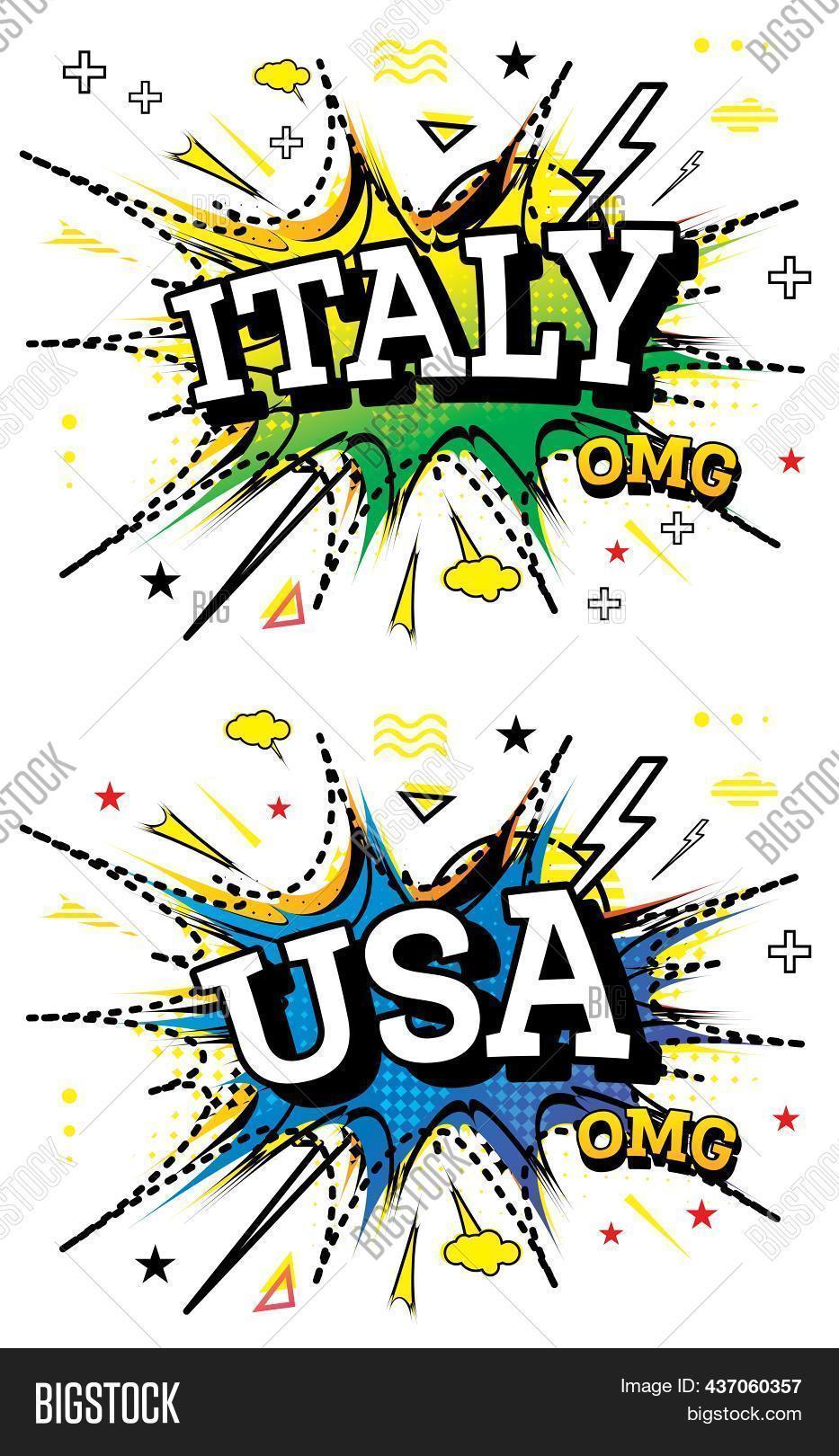 USA Italy Comic Text Image & Photo (Free Trial) | Bigstock