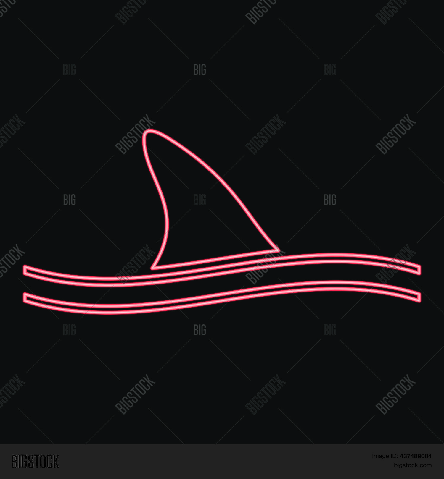 Neon Fin Shark Red Vector & Photo (Free Trial) | Bigstock