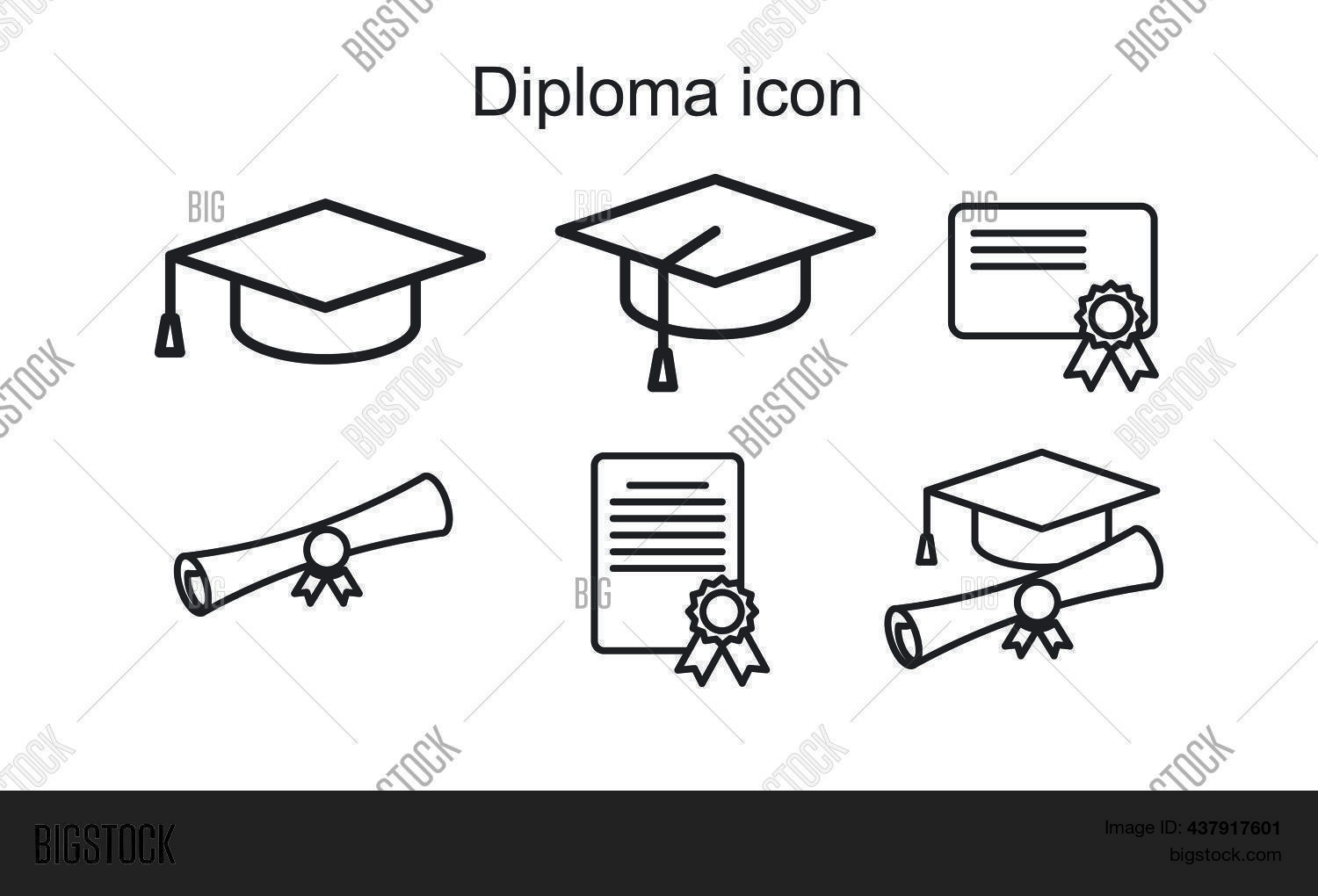 Diploma Icon Template Vector & Photo (Free Trial) | Bigstock
