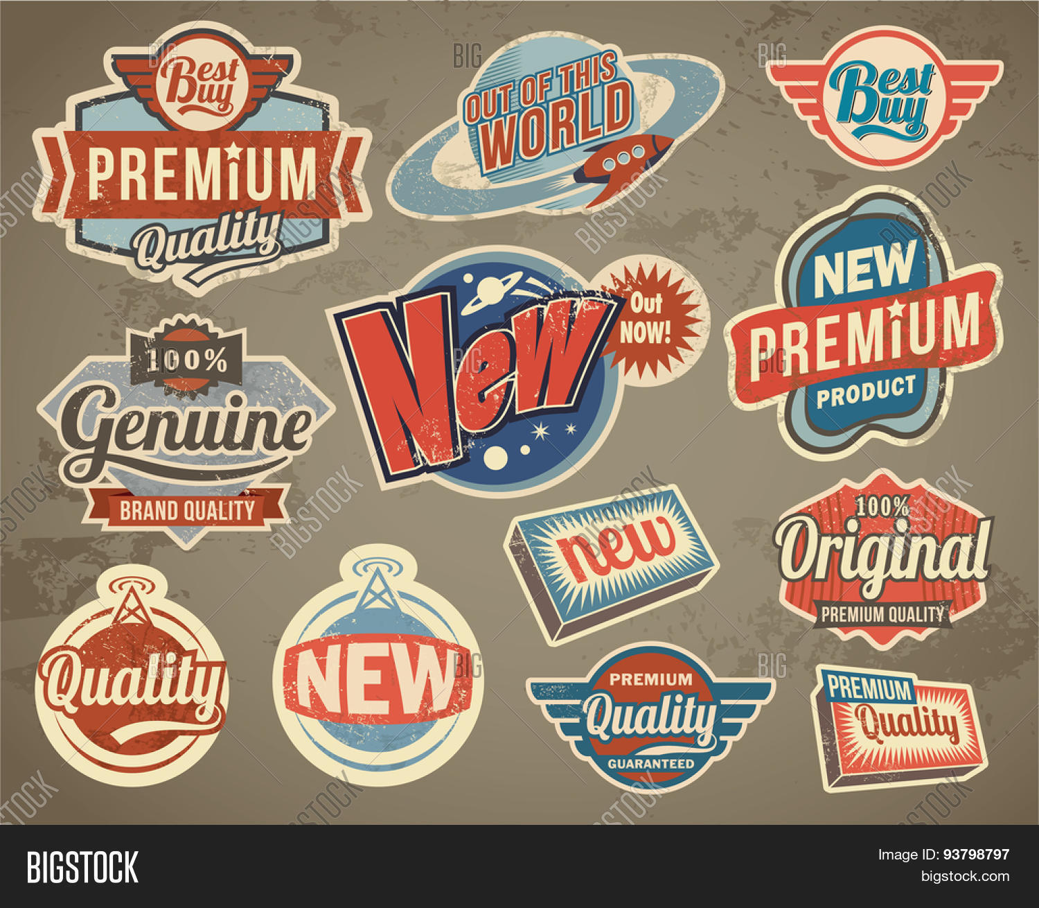 Set Retro Vector Vector & Photo (Free Trial) | Bigstock