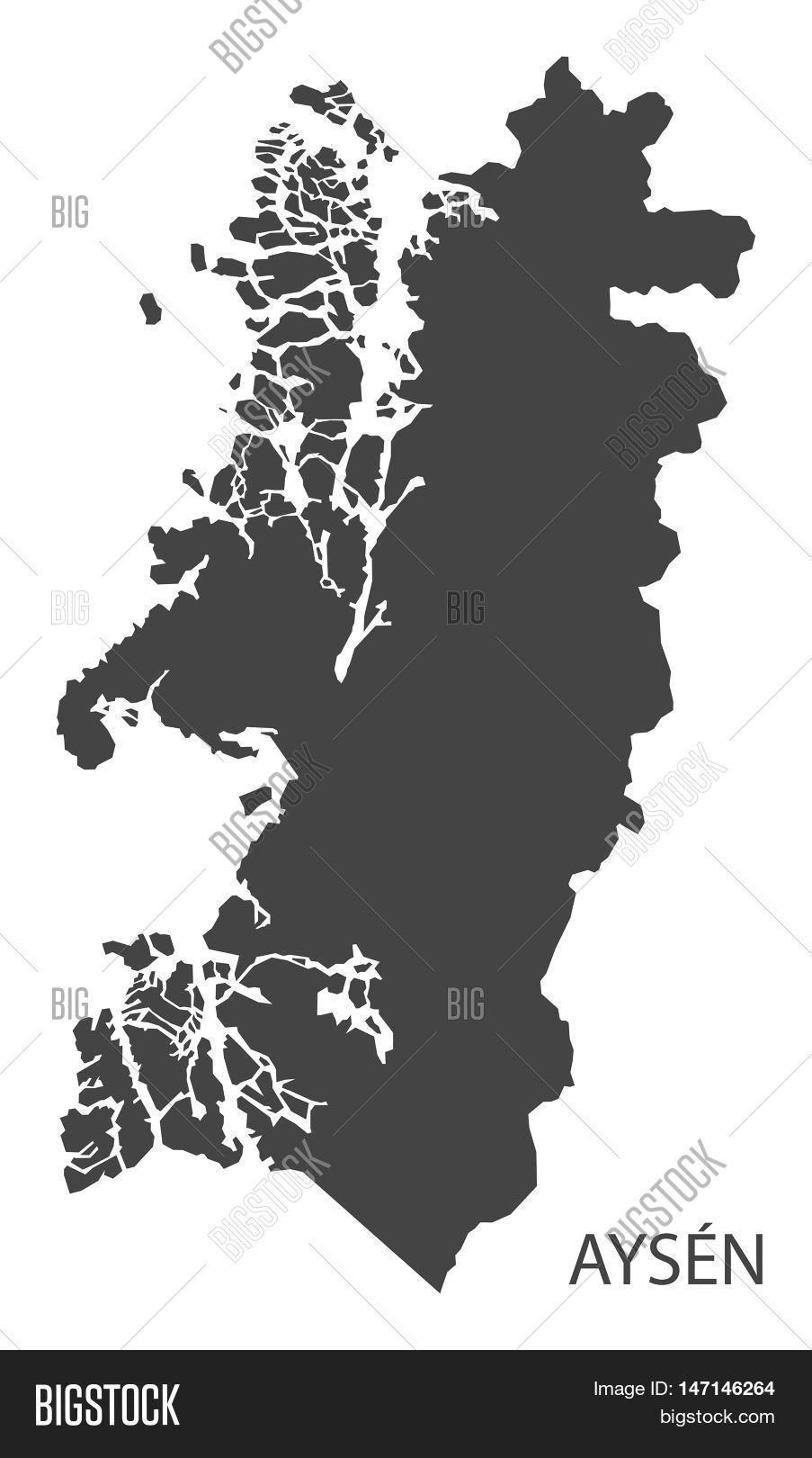 Aysen Chile Map Grey Vector & Photo (Free Trial) | Bigstock