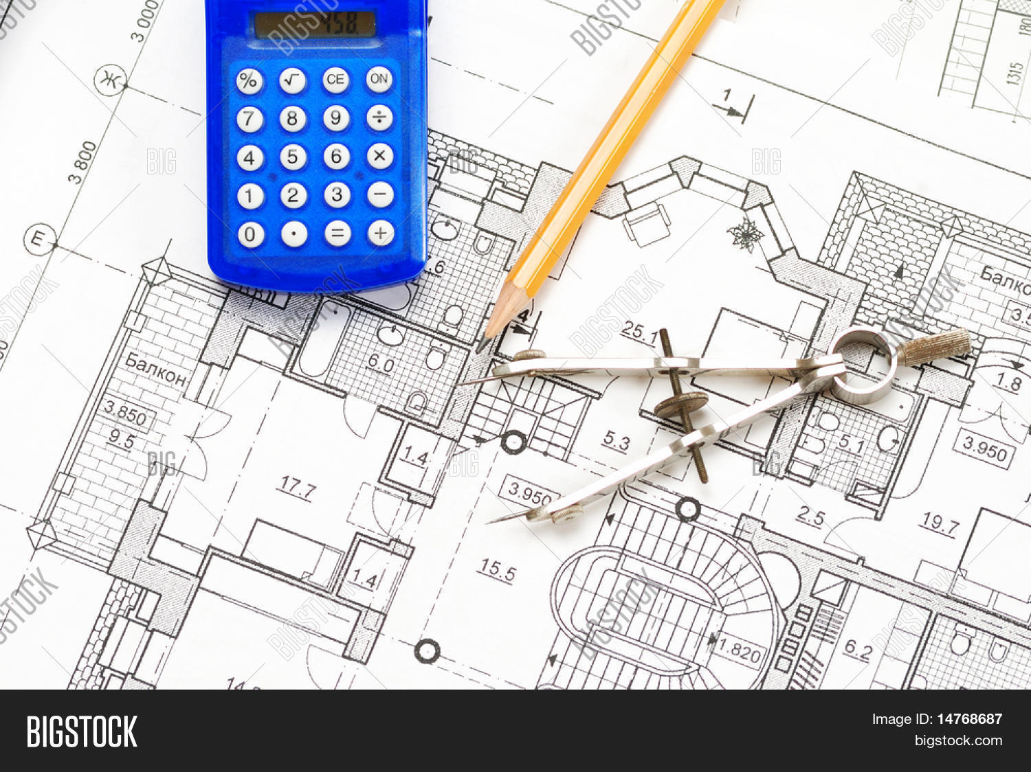 Tools Over House Plan Image & Photo (Free Trial) | Bigstock