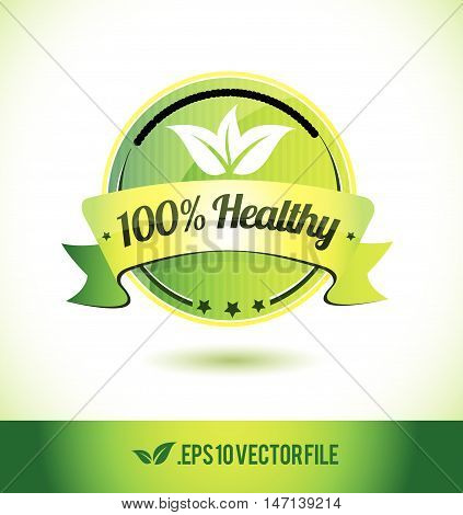 100% Healthy Badge Vector & Photo (Free Trial) | Bigstock