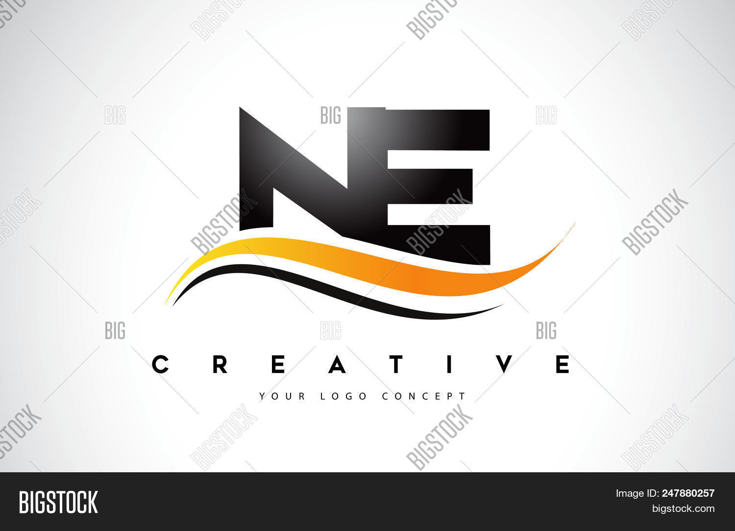 Ne N E Swoosh Letter Vector & Photo (Free Trial) | Bigstock