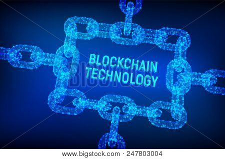 Block Chain. Crypto Currency. Blockchain Concept. 3d Wireframe Chain ...