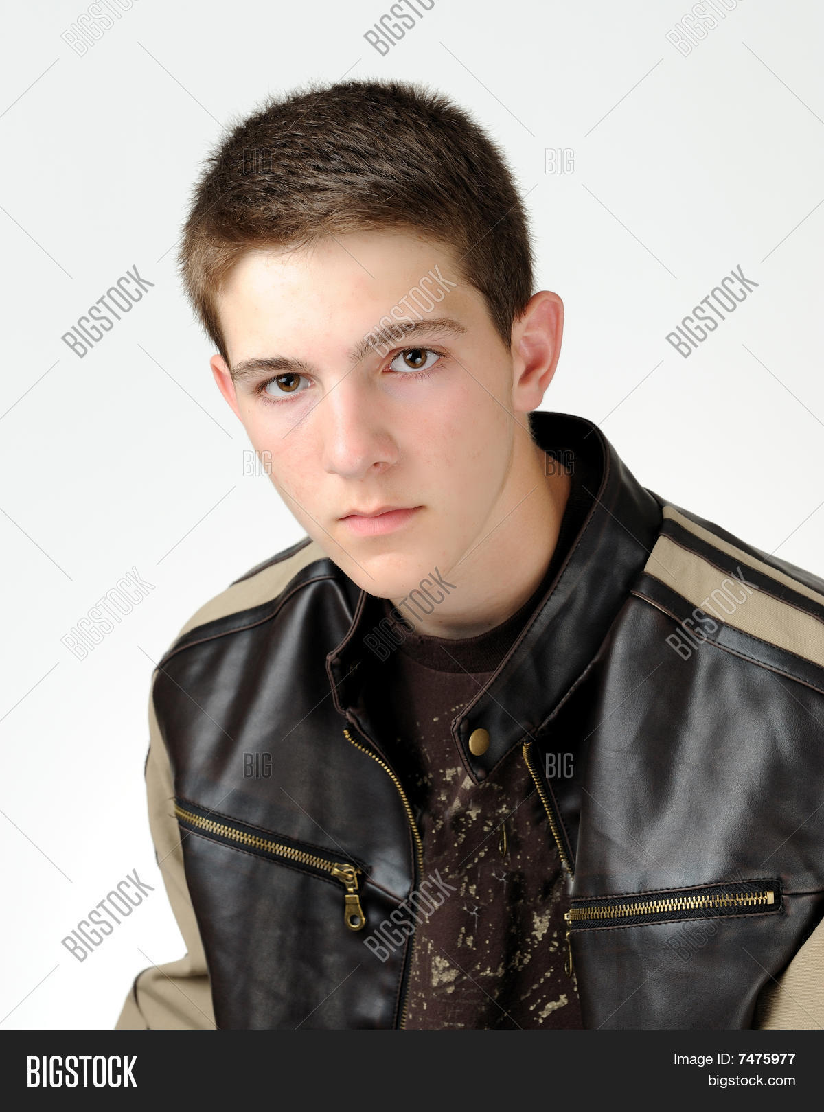 Teenage Caucasian Boy Leather Image & Photo | Bigstock