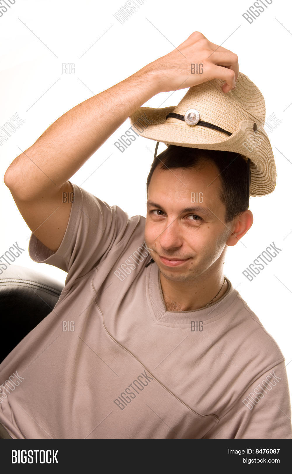 Man Puts On Straw Hat Image & Photo (Free Trial) | Bigstock