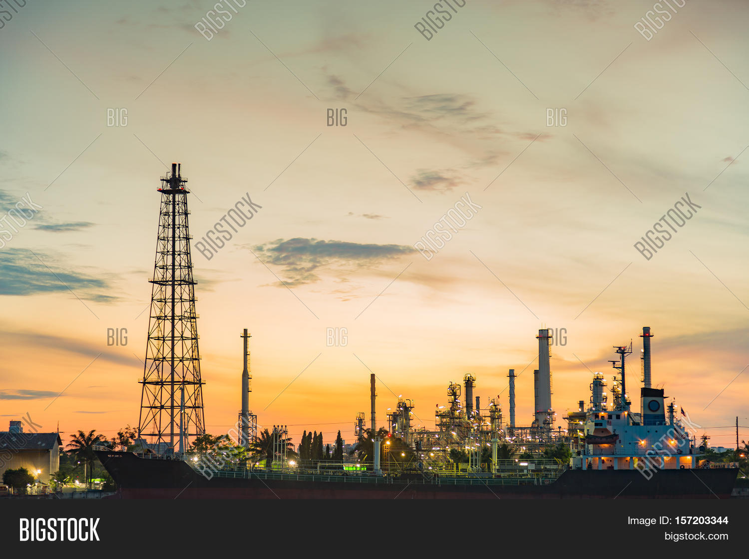 Oil Refinery Tower Image & Photo (Free Trial) | Bigstock