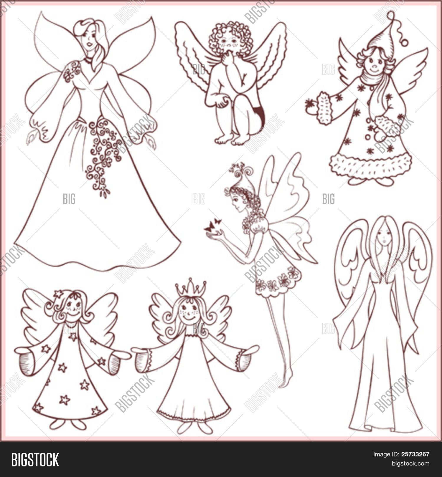 Doodle Set Angels Vector & Photo (Free Trial) | Bigstock