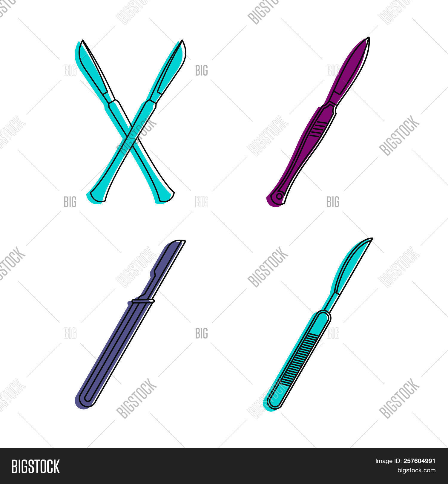 Scalpel Icon Set. Image & Photo (Free Trial) | Bigstock