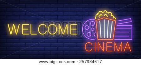 Welcome Cinema Neon Vector & Photo (Free Trial) | Bigstock