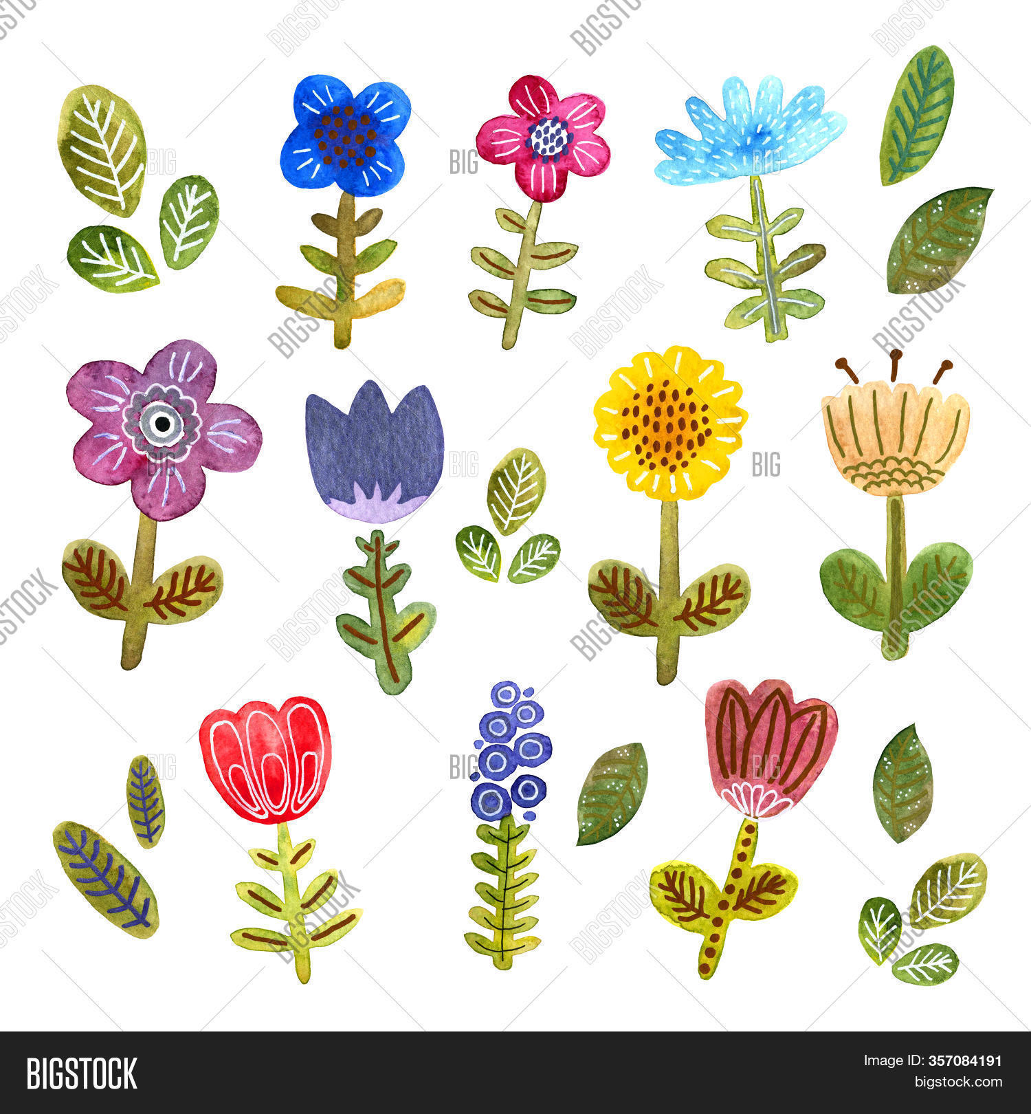 Set Watercolor Doodles Image & Photo (Free Trial) | Bigstock