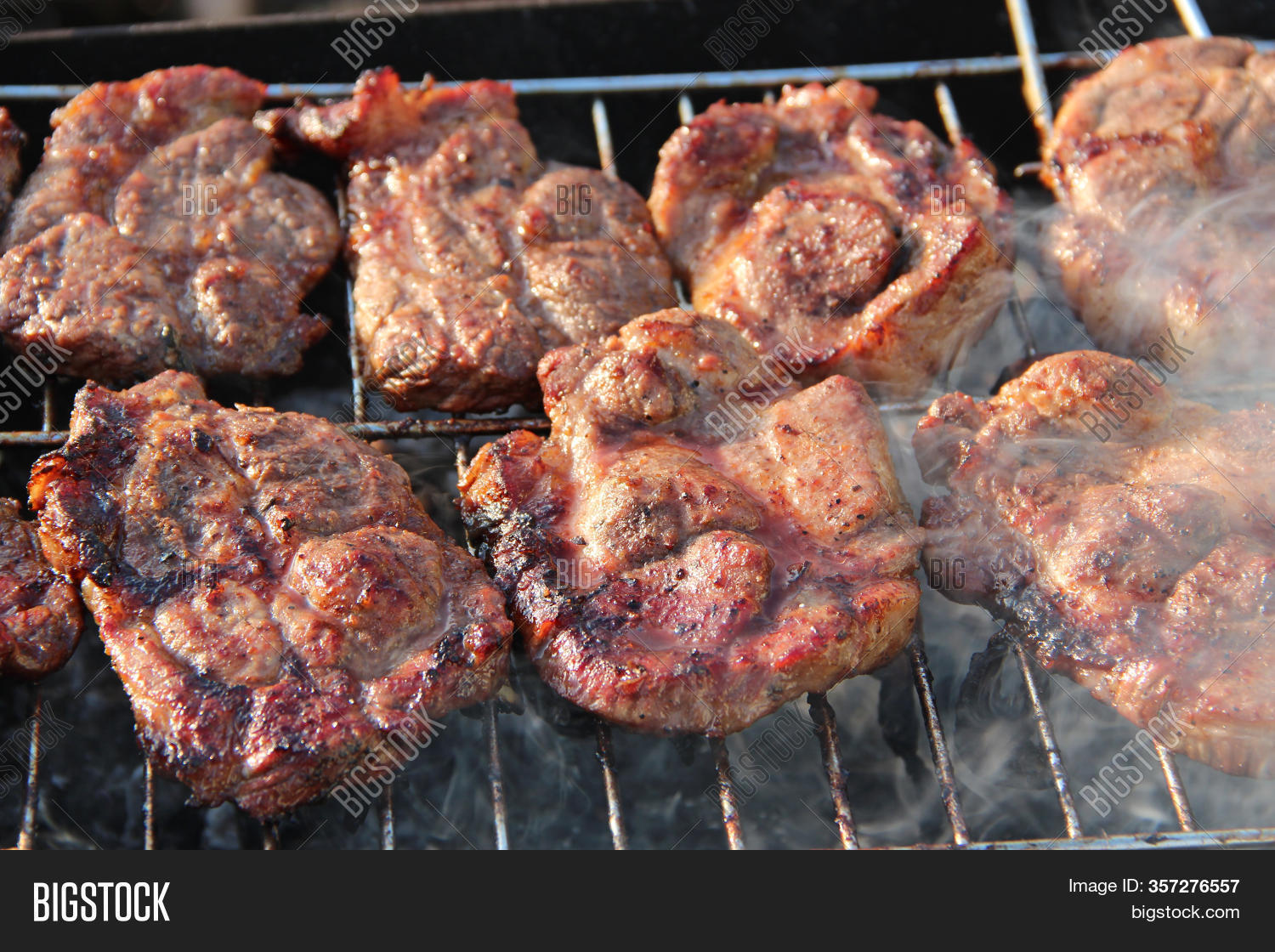 Cooking Pieces Meat On Image & Photo (Free Trial) | Bigstock