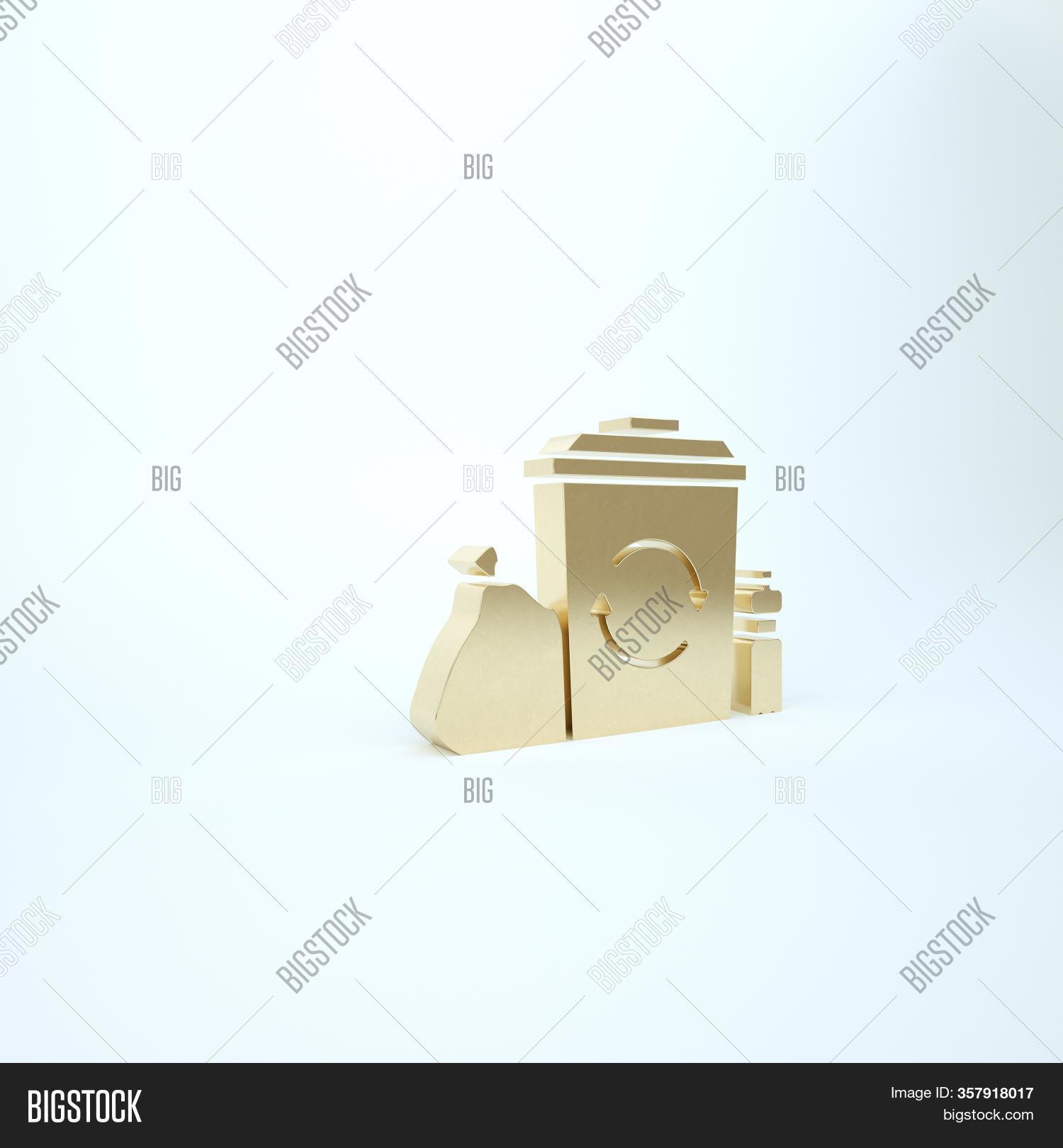 Gold Recycle Bin Image & Photo (Free Trial) | Bigstock