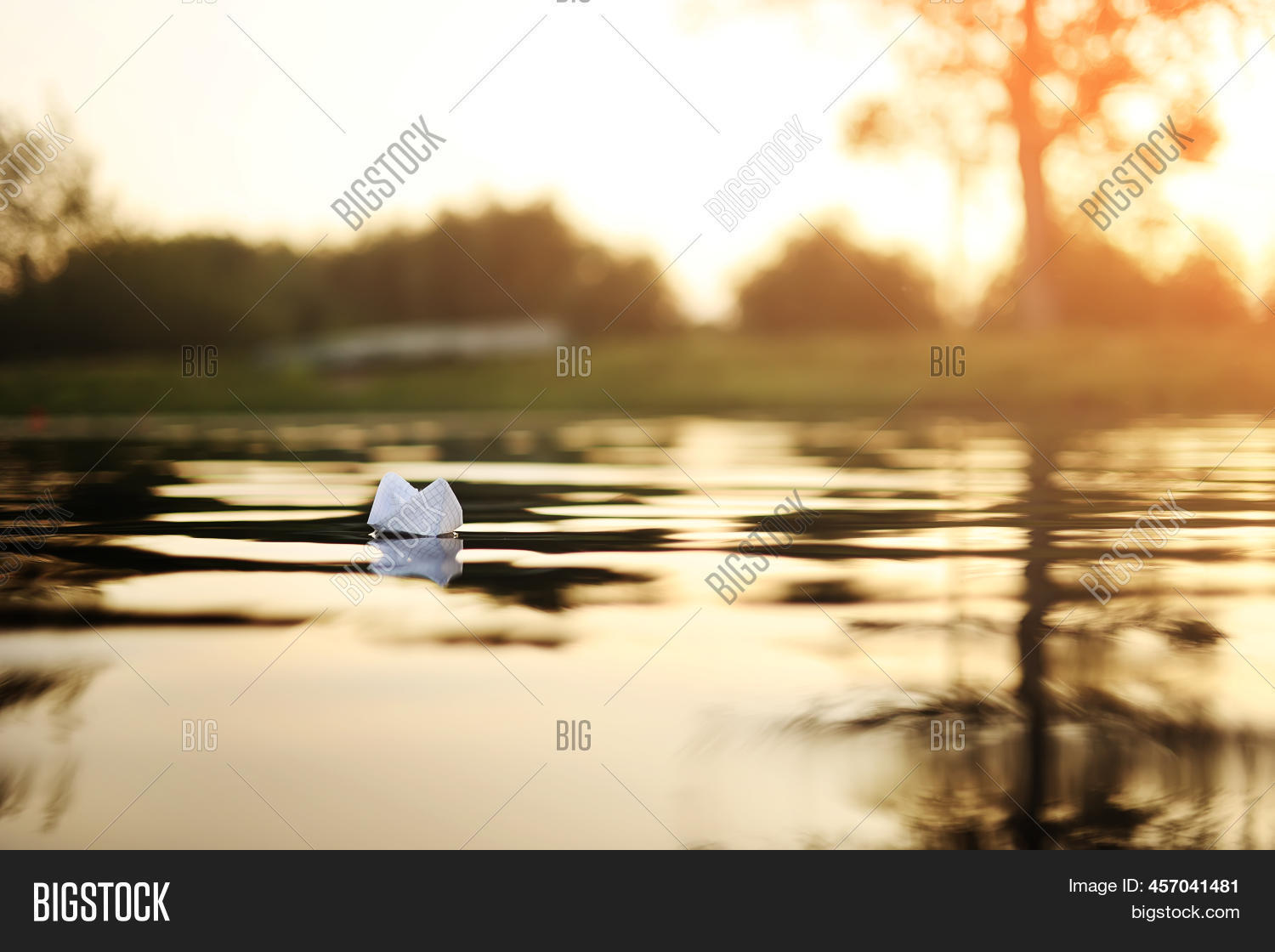 Paper Boat Floating On Image & Photo (Free Trial) | Bigstock