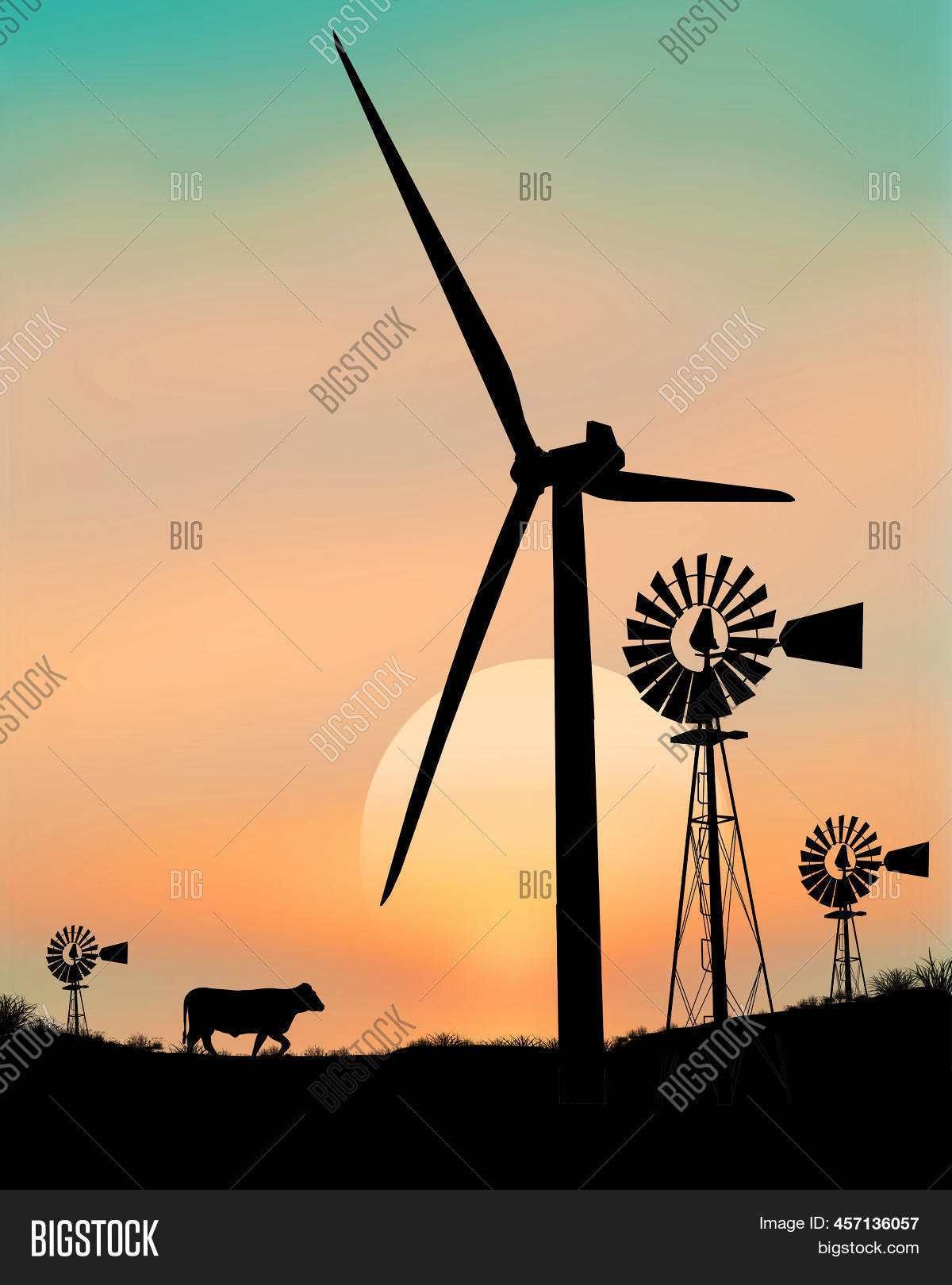 Modern Windmill In Water