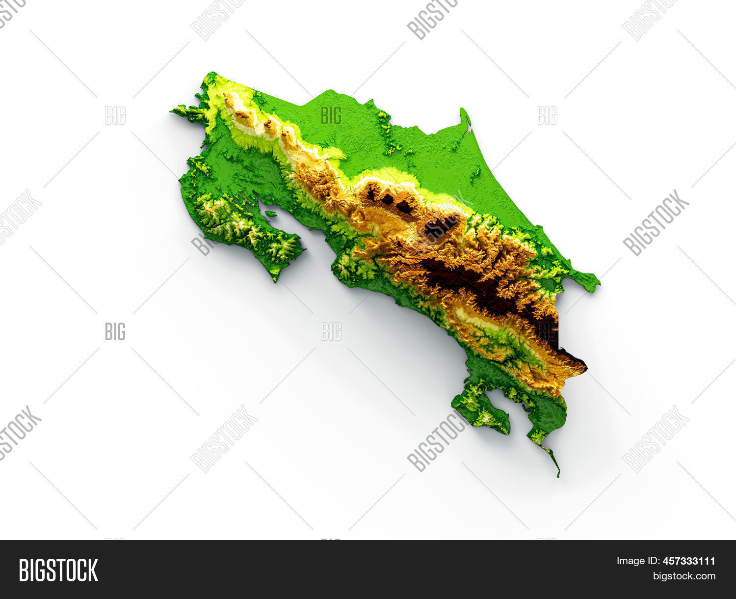 Costa Rica Map Shaded Image & Photo (Free Trial) | Bigstock