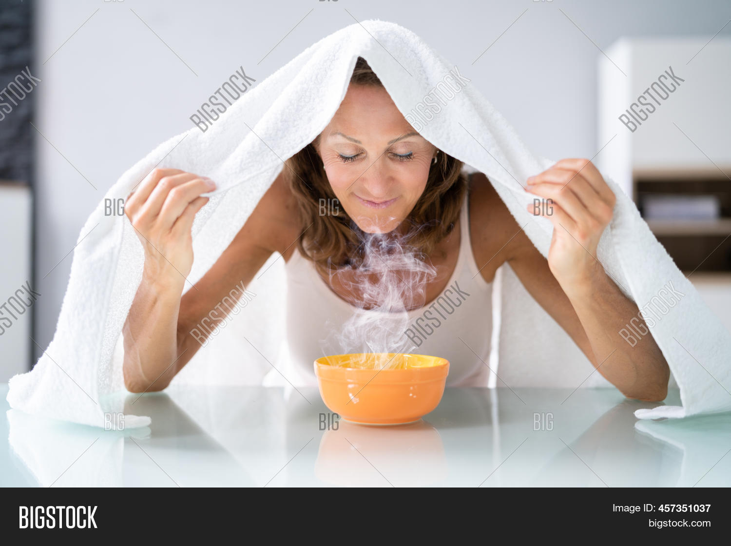 Woman Doing Inhalation Image & Photo (Free Trial) | Bigstock