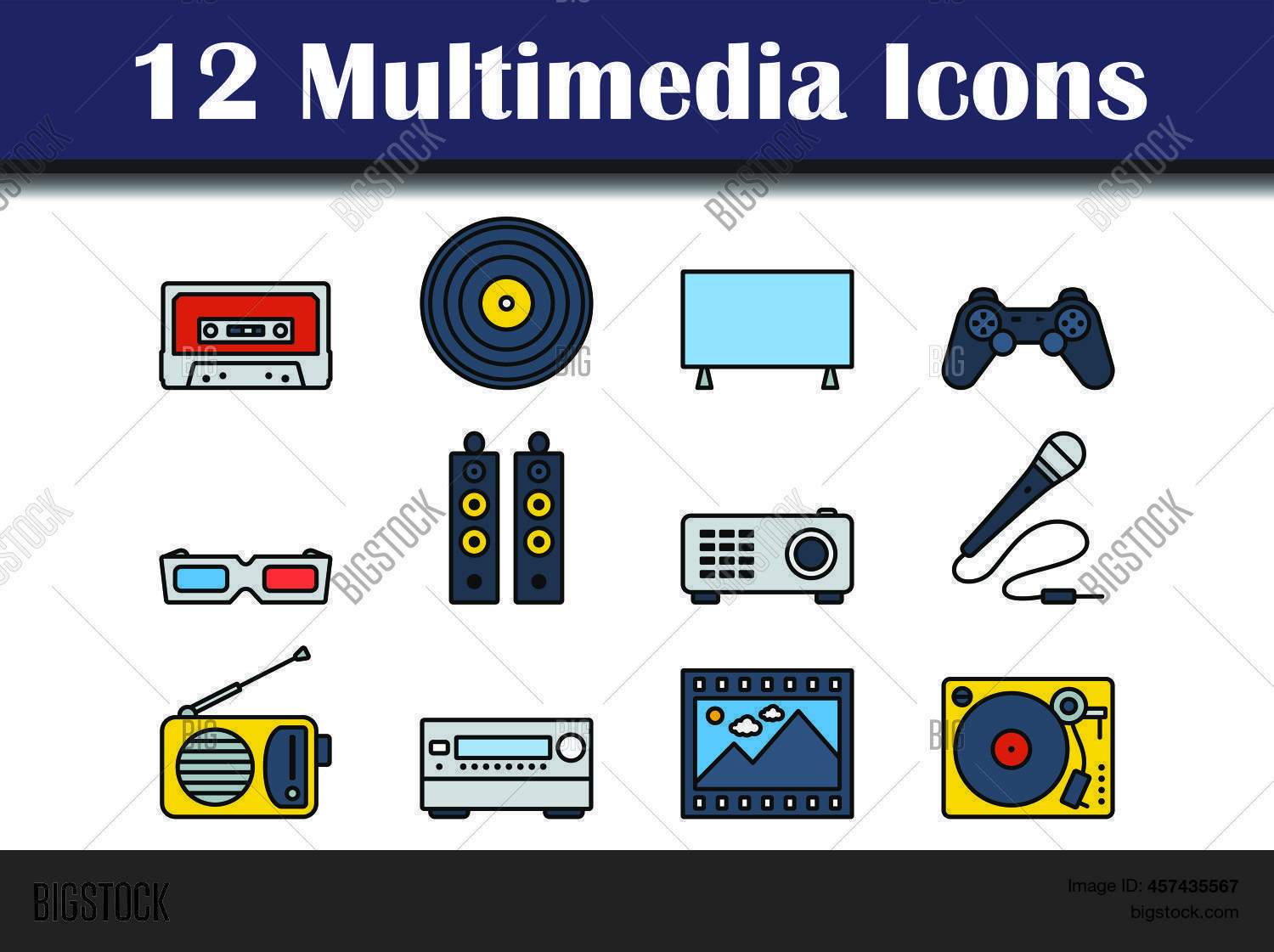 Multimedia Icon Set. Vector & Photo (Free Trial) | Bigstock