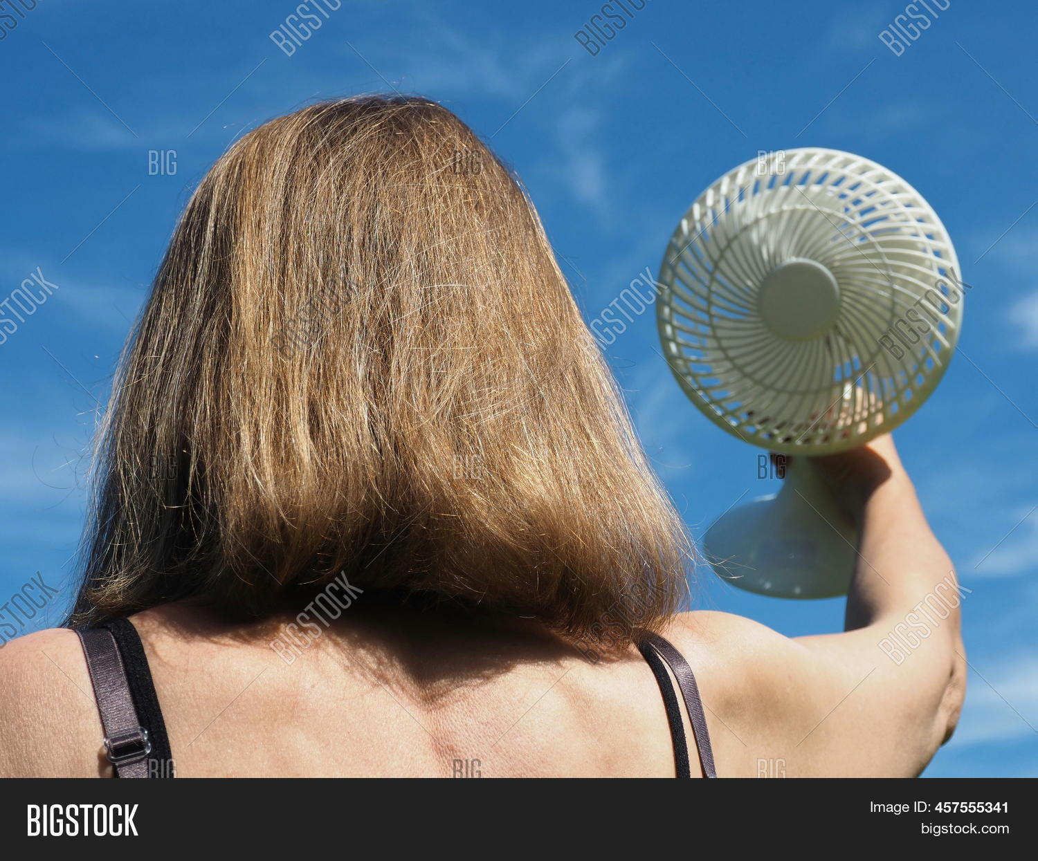 Woman Holding Air Fan Image & Photo (Free Trial) | Bigstock