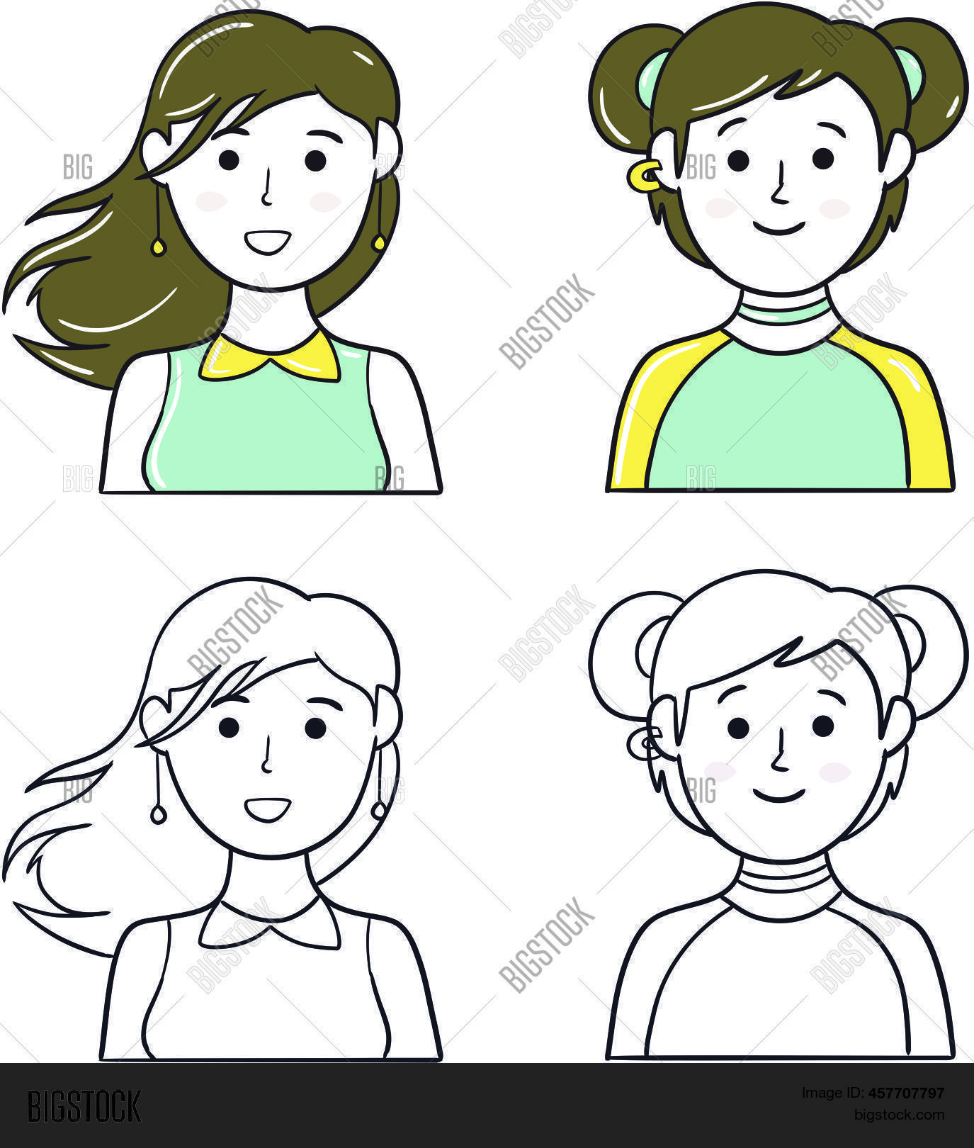 Minimal Face Girl. Vector & Photo (Free Trial) | Bigstock