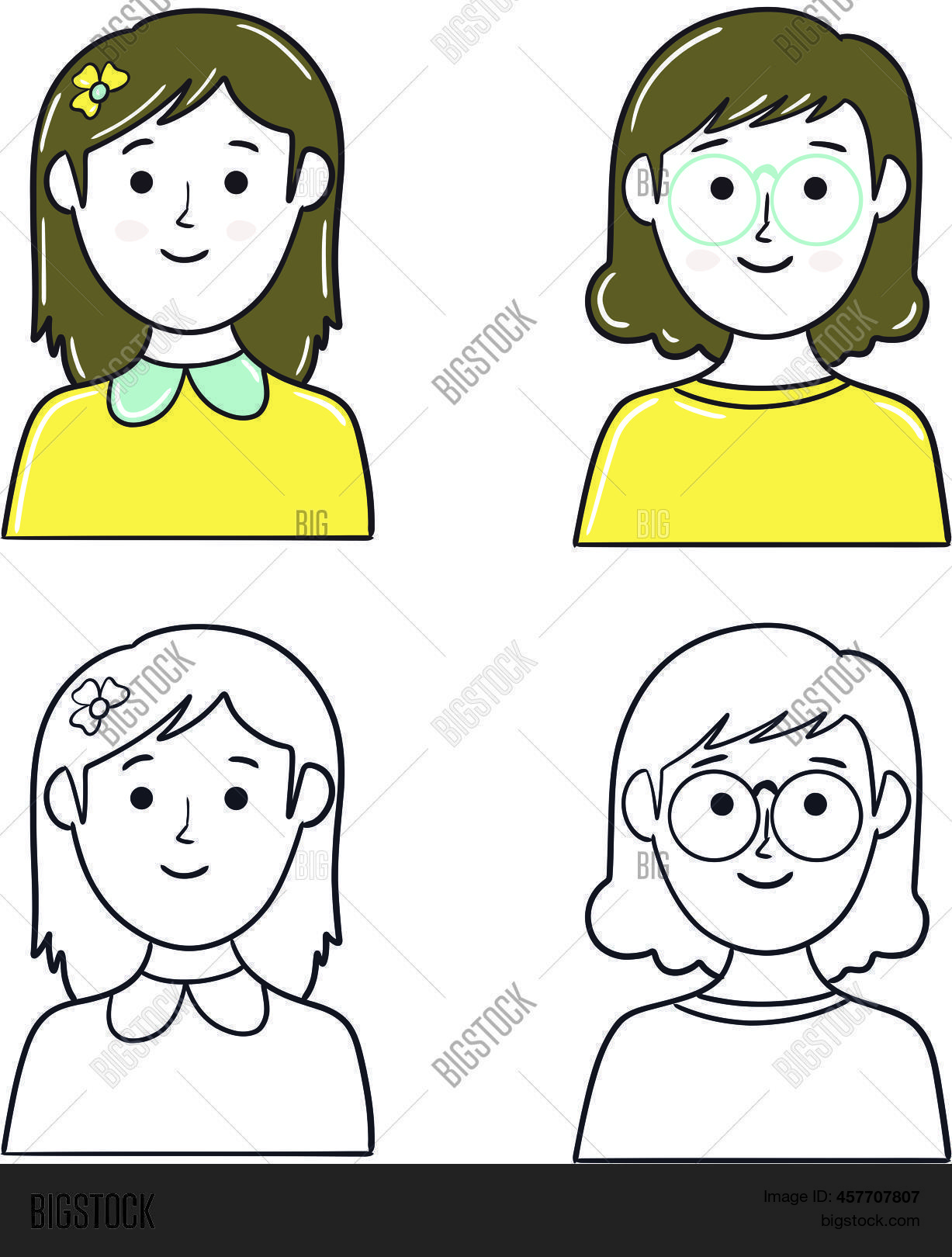 Minimal Face Girl. Vector & Photo (Free Trial) | Bigstock
