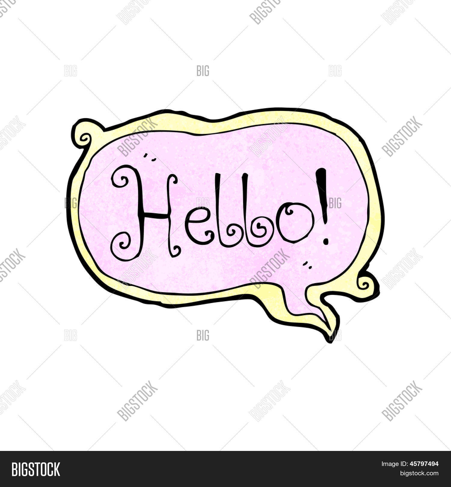 Cartoon Decorative Hello Sign Image & Photo | Bigstock