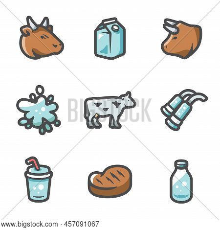 Vector Set Cow Milk Vector & Photo (Free Trial) | Bigstock