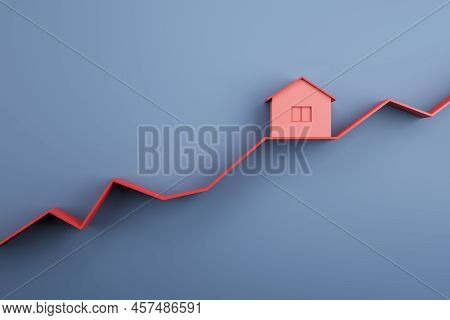 Real Estate Market And Property Value Increase Concept With Red House ...