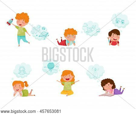 Cute Kids Dreaming Vector & Photo (Free Trial) | Bigstock