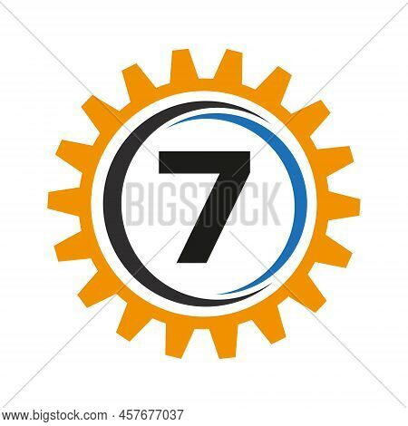 Letter 7 Gear Logo Vector & Photo (Free Trial) | Bigstock