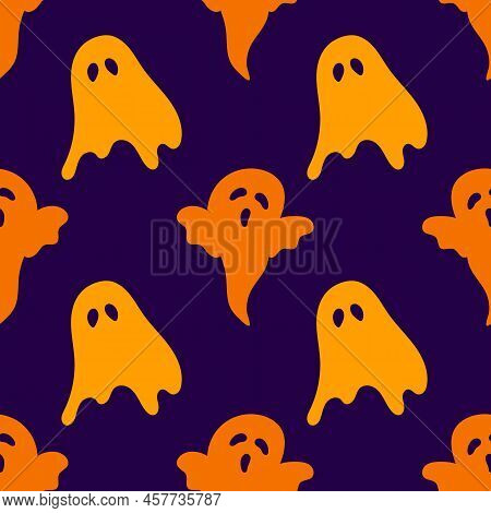 Halloween Seamless Pattern With Scary Funny Ghosts. Festive Scary ...