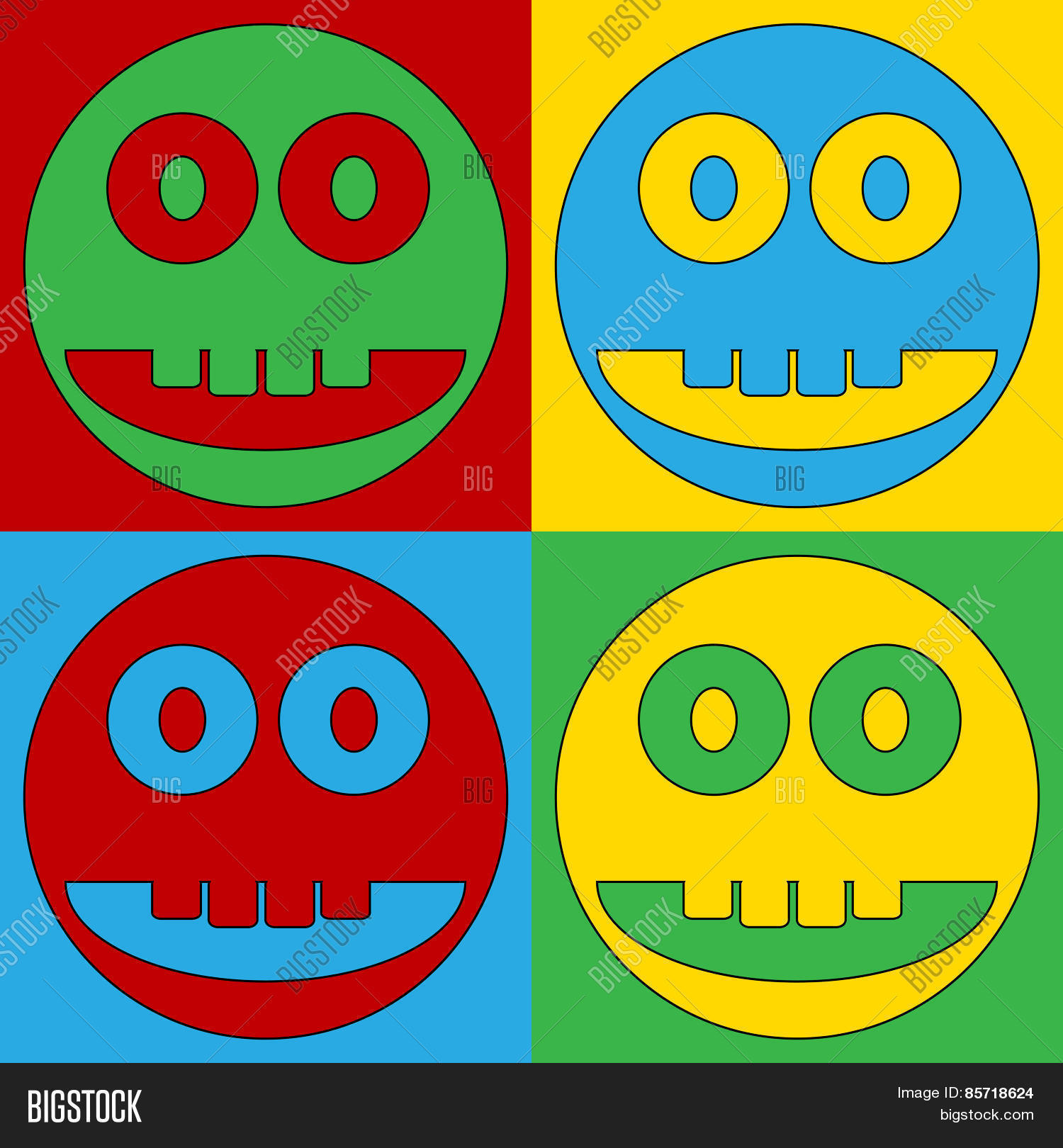 Pop Art Smile Face Vector & Photo (Free Trial) | Bigstock