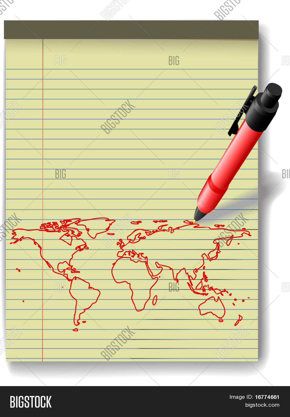 Pen Drawing World Map Image & Photo (Free Trial) | Bigstock