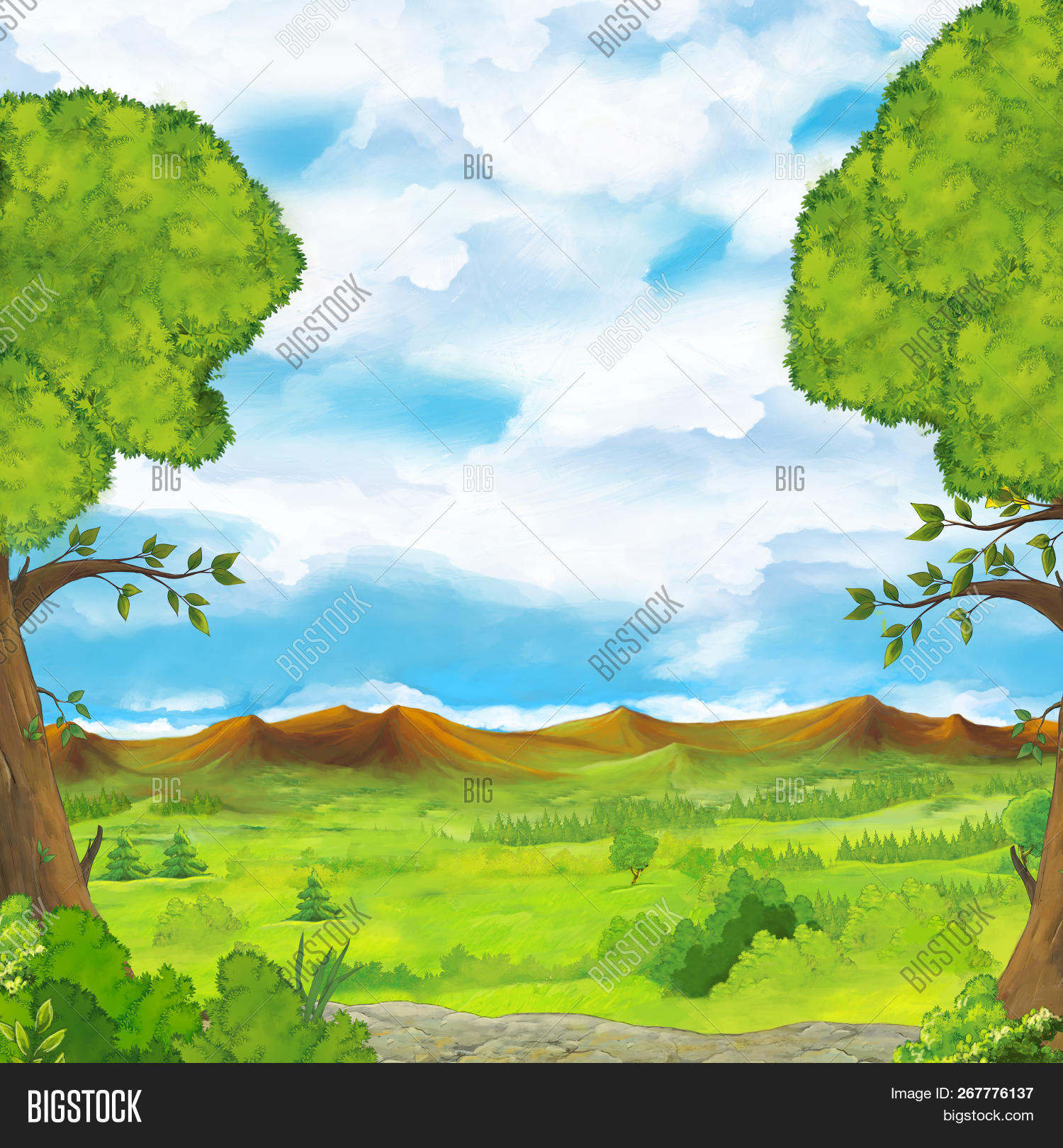 Cartoon Scene Meadow Image & Photo (Free Trial) | Bigstock