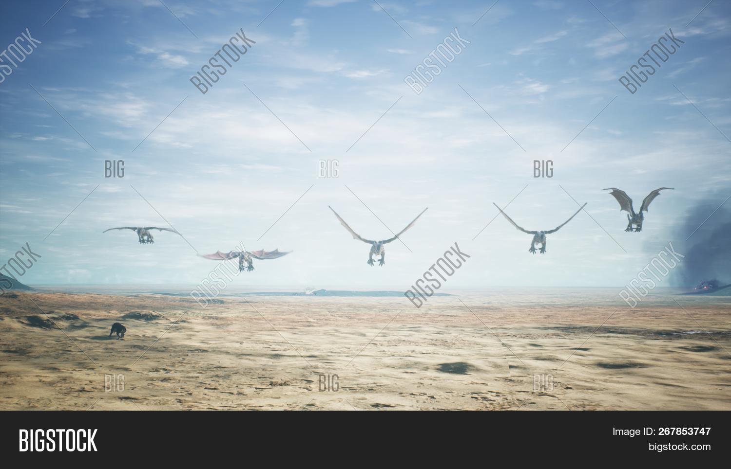 Dragons Flying Over Image & Photo (Free Trial) | Bigstock
