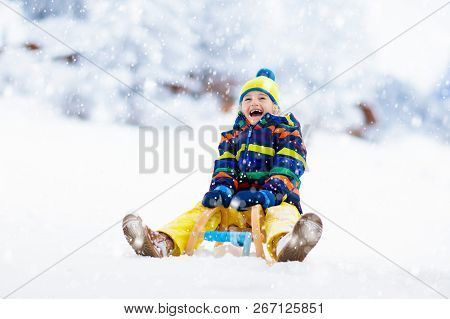 Boy On Sled Ride. Image & Photo (Free Trial) | Bigstock
