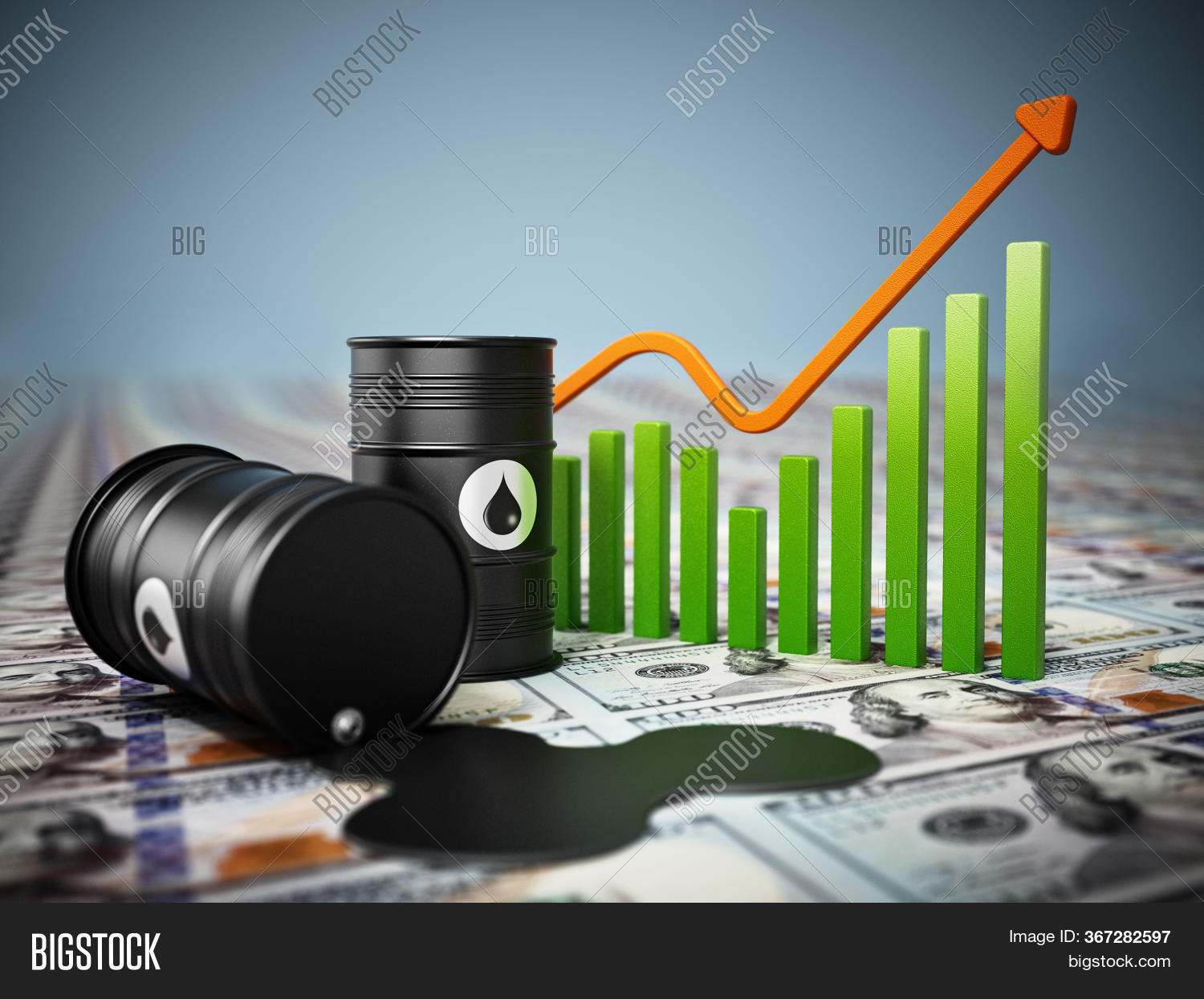 Oil Barrels On Dollar Image Photo Free Trial Bigstock