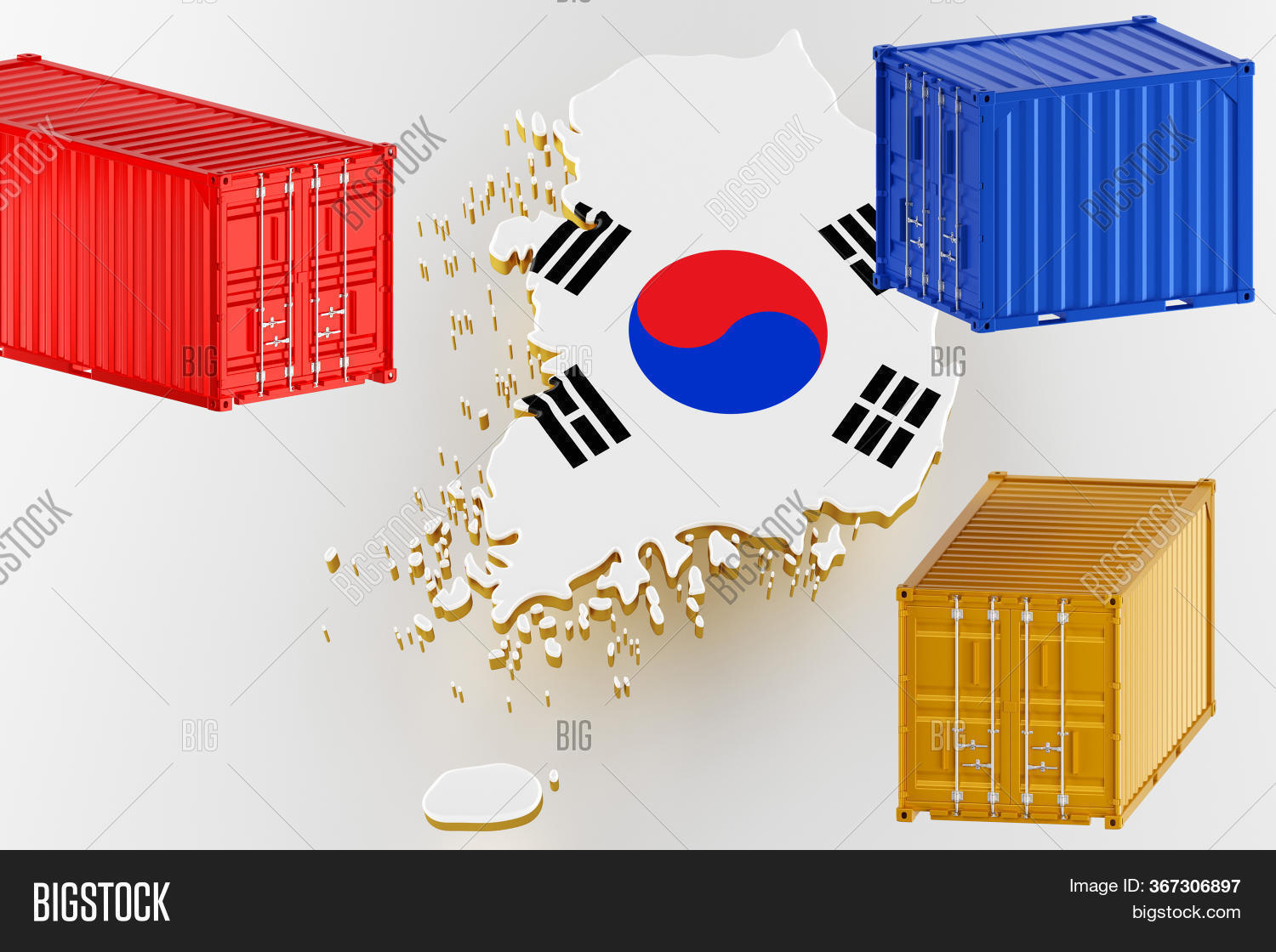 3d Map Korea. Freight Image & Photo (Free Trial) | Bigstock