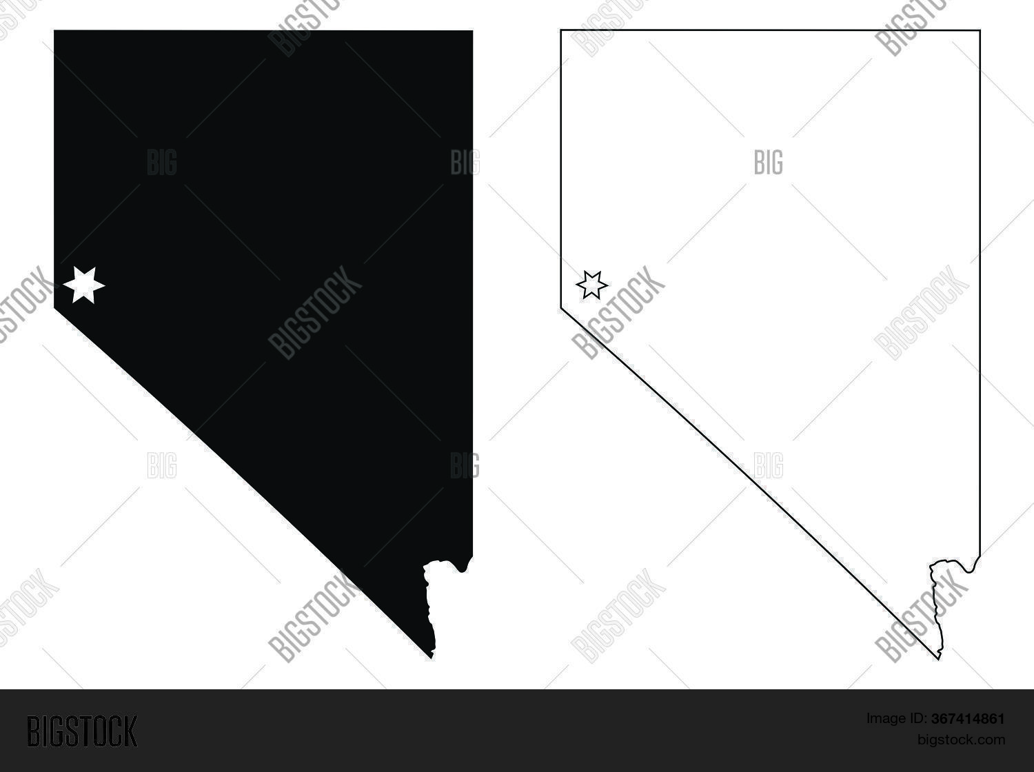 Nevada Nv State Map Vector & Photo (Free Trial) | Bigstock