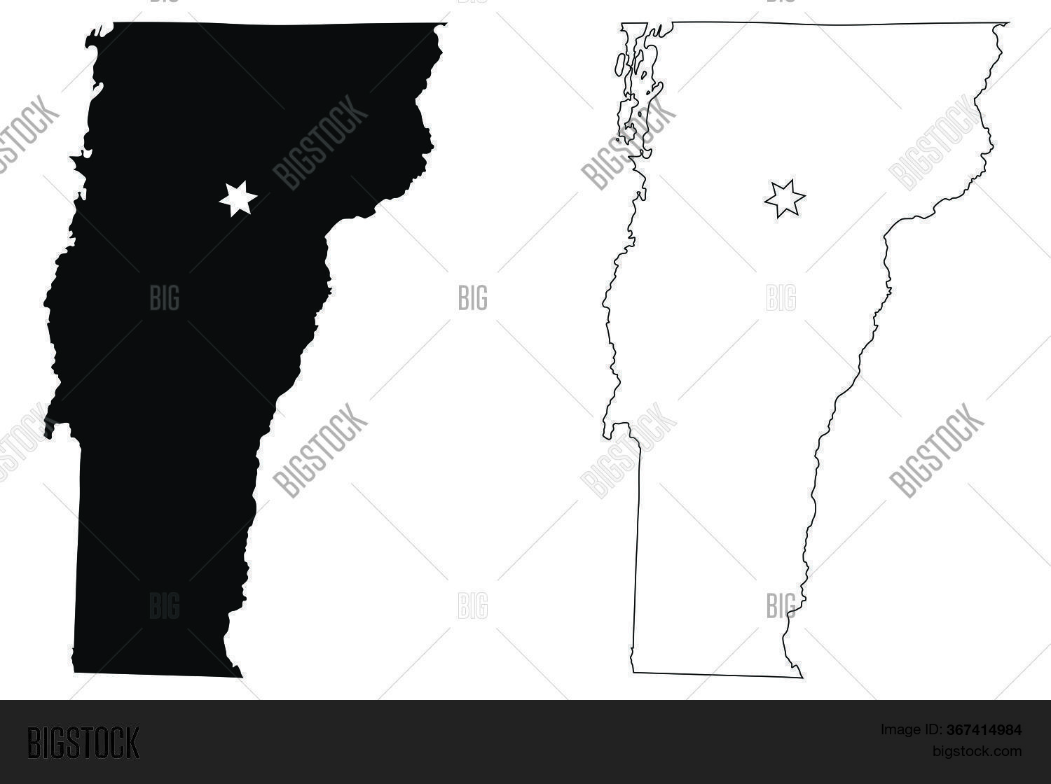 Vermont Vt State Map Vector & Photo (Free Trial) | Bigstock