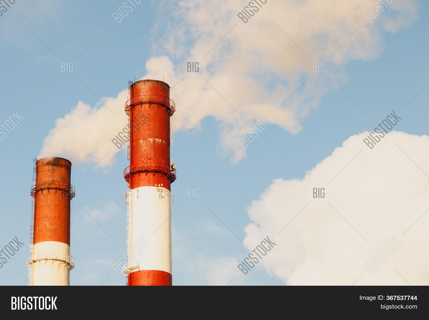 Two Pipes Smoke. Close Image & Photo (Free Trial) | Bigstock