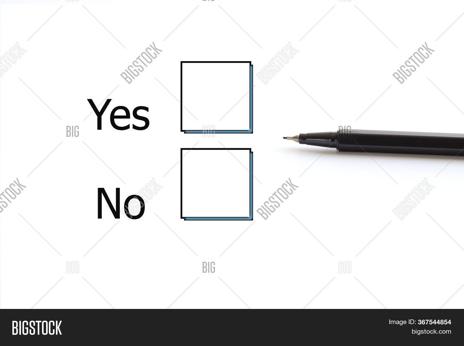 Yes No And Maybe Check Boxes Written Stock Photo