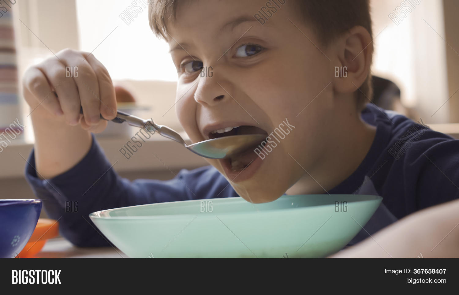 Hungry Boy Eats Soup Image & Photo (Free Trial) | Bigstock