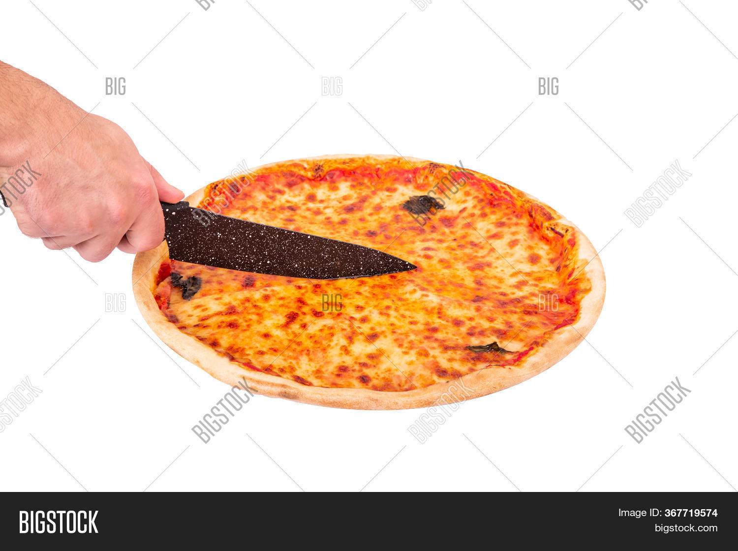 Man's Hand Cuts Pizza Image & Photo (Free Trial) | Bigstock