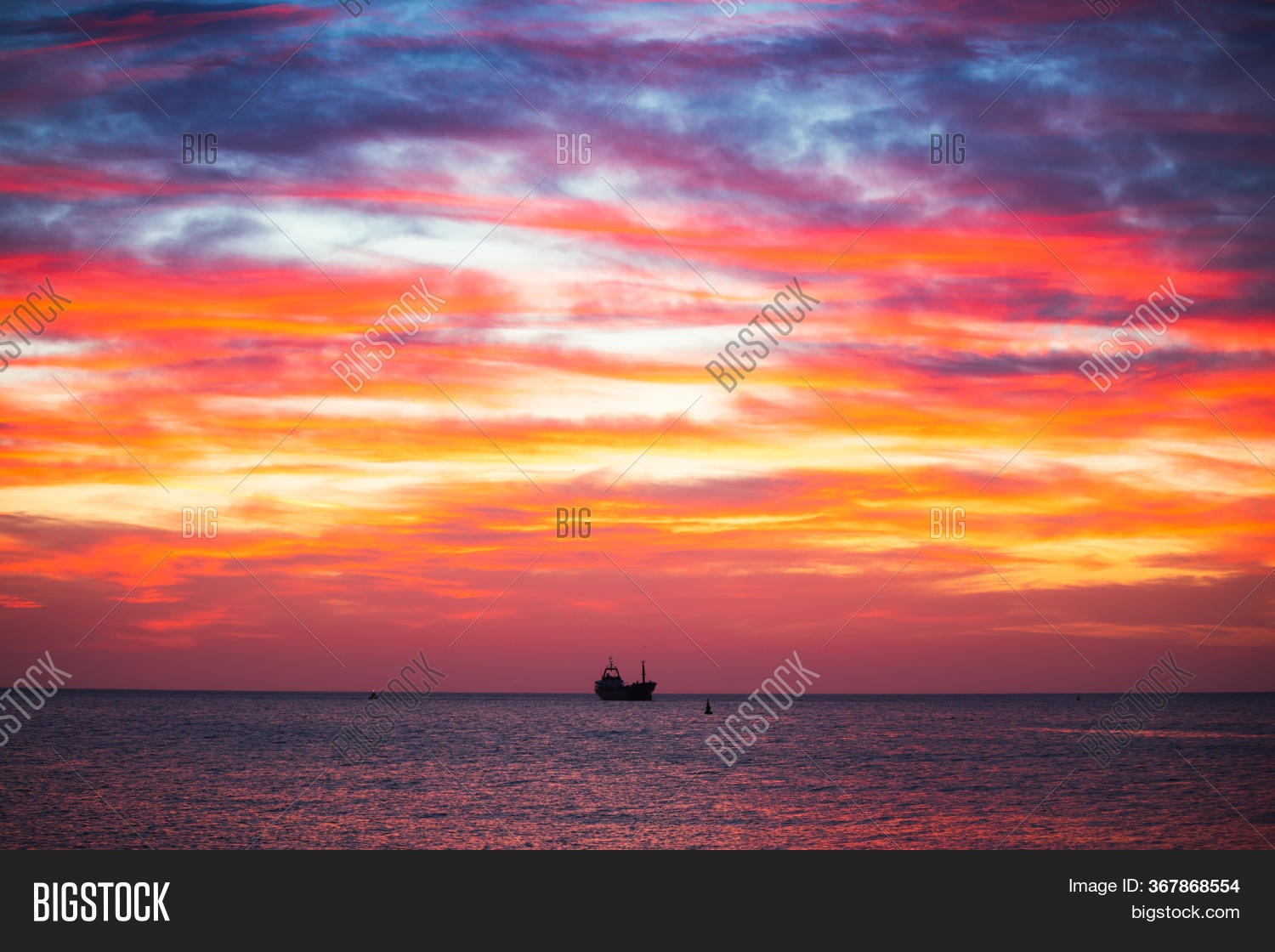 Sun Setting Sea Image & Photo (Free Trial) | Bigstock