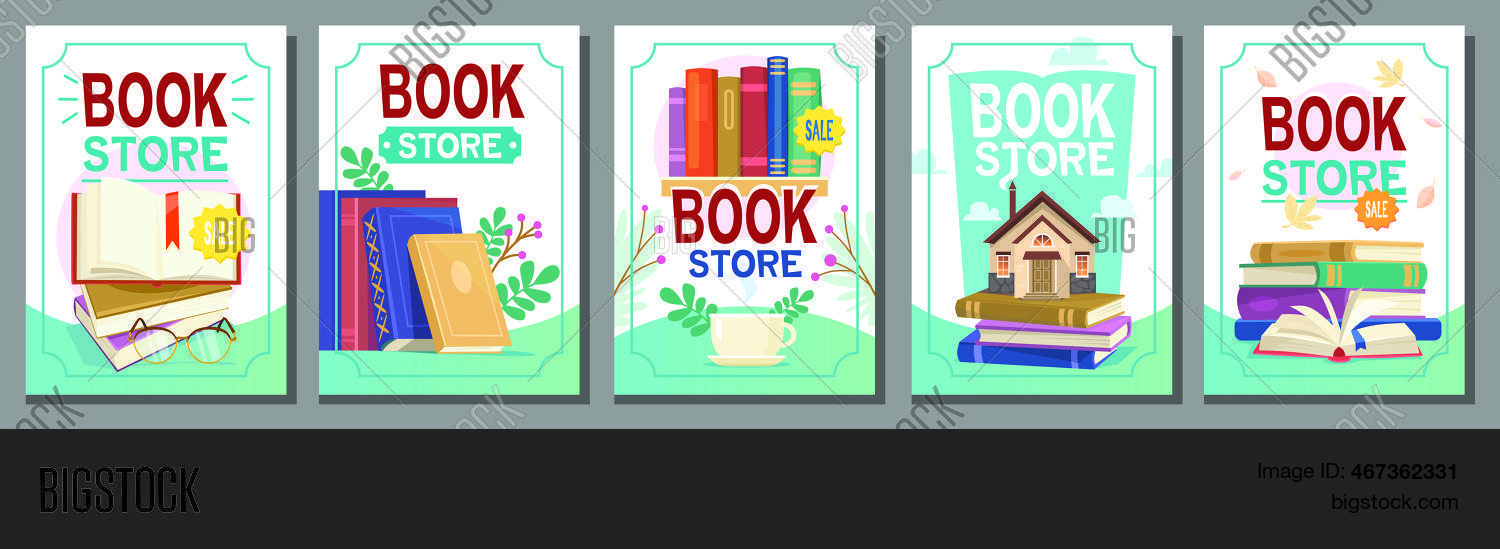Bookstore Posters Set Vector & Photo (Free Trial) | Bigstock