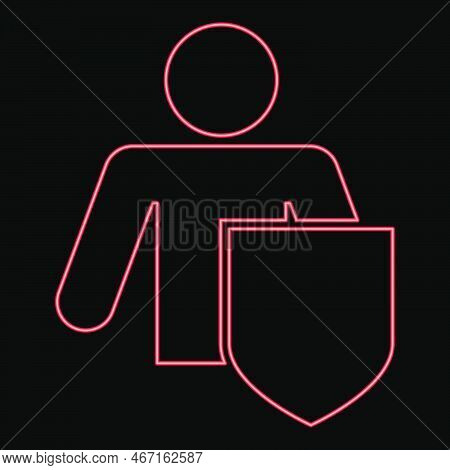 Neon Stick Man Shield Vector & Photo (Free Trial) | Bigstock