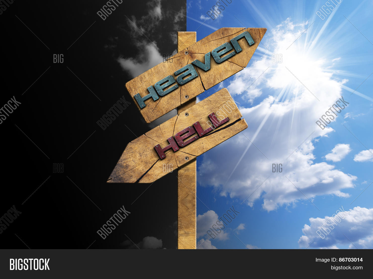 Heaven Hell - Sign On Image & Photo (Free Trial) | Bigstock